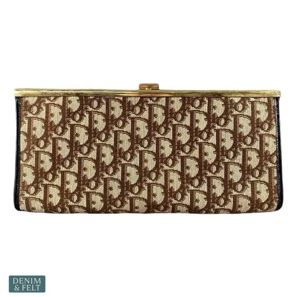 Dior | Bags | Christian Dior Trotter Jacquard Vintage Clutch Brown ...